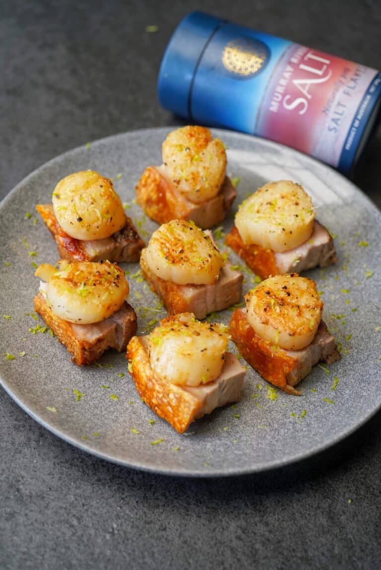 Scallops with Pork Belly - Murray River Salt